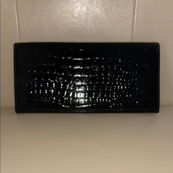 Koret | Bags | Koret Black Crocodileembossed Wallet With Gold Accent ...